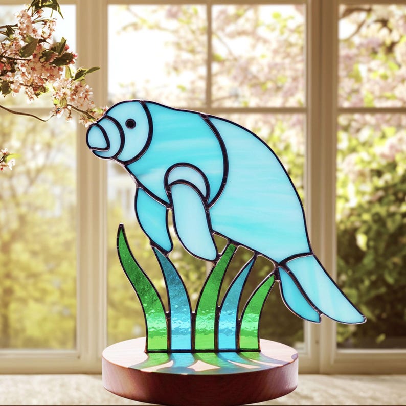 Manatee Stained Glass Pattern PDF | Manatee Suncatcher Template | DIY ...