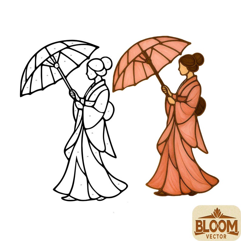 Japanese Geisha Stained Glass Pattern: DIY Home Decor (PDF Pattern ...