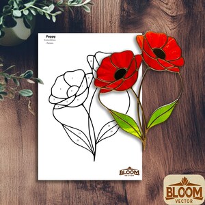 Red Poppy Stained Glass Pattern: DIY Home Decor (PDF & PNG Files ...
