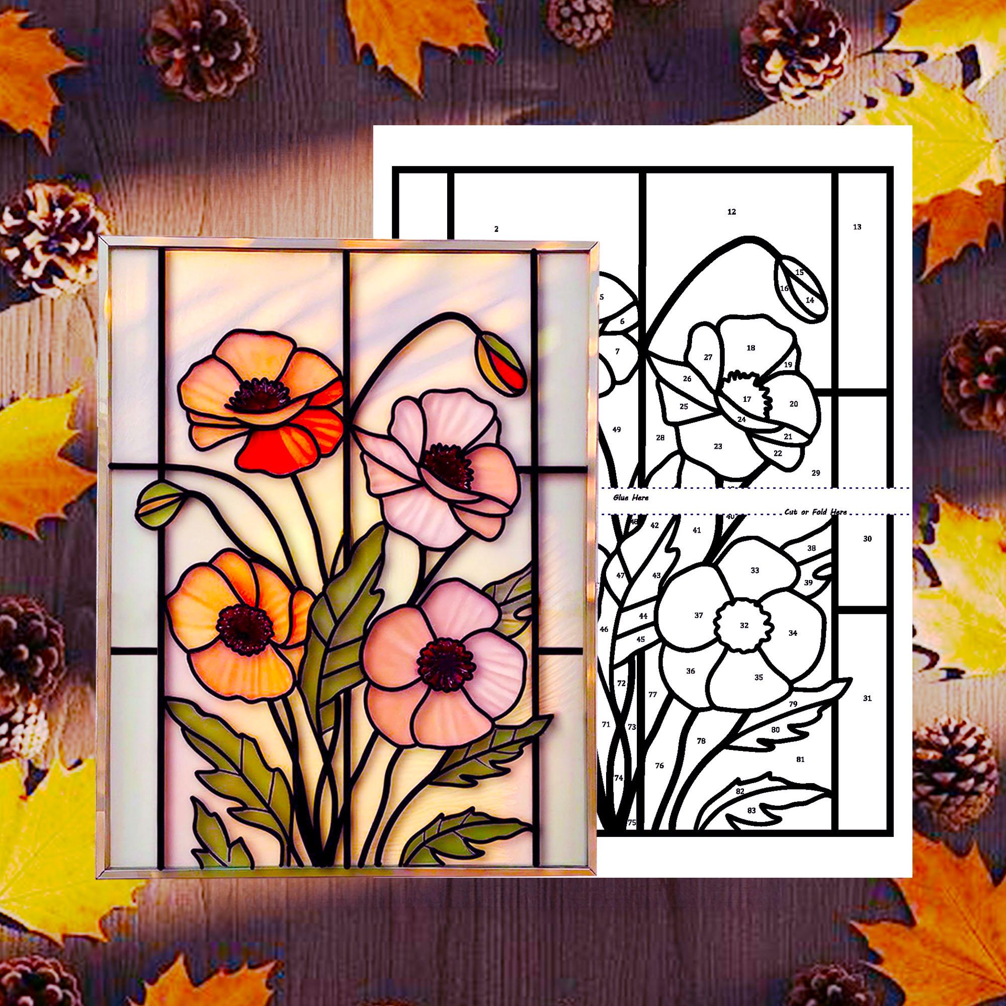 Poppy Flower Stained Glass Pattern: DIY Home Decor (PDF & PNG Files) - Etsy