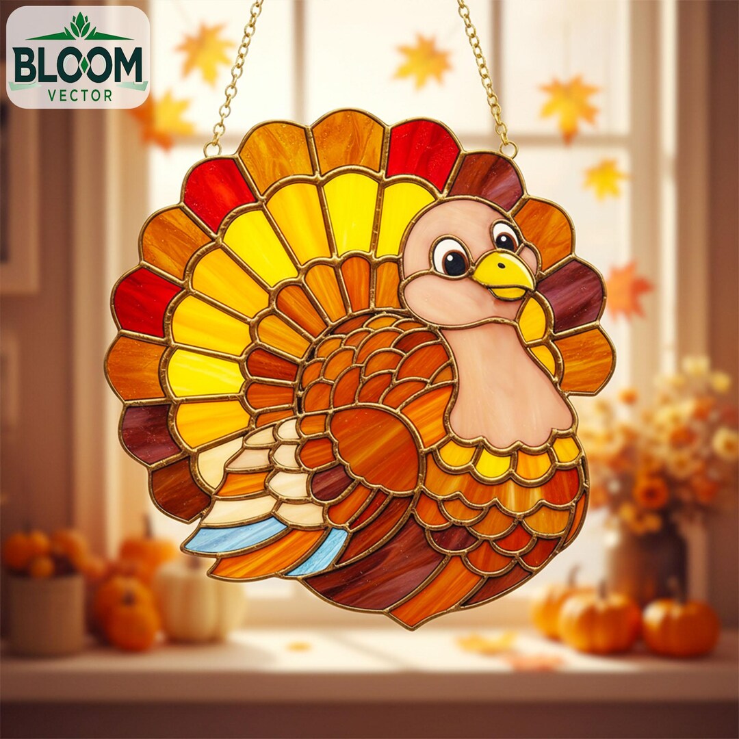 Turkey Stained Glass Pattern: DIY Home Decor (PDF & PNG Files ...