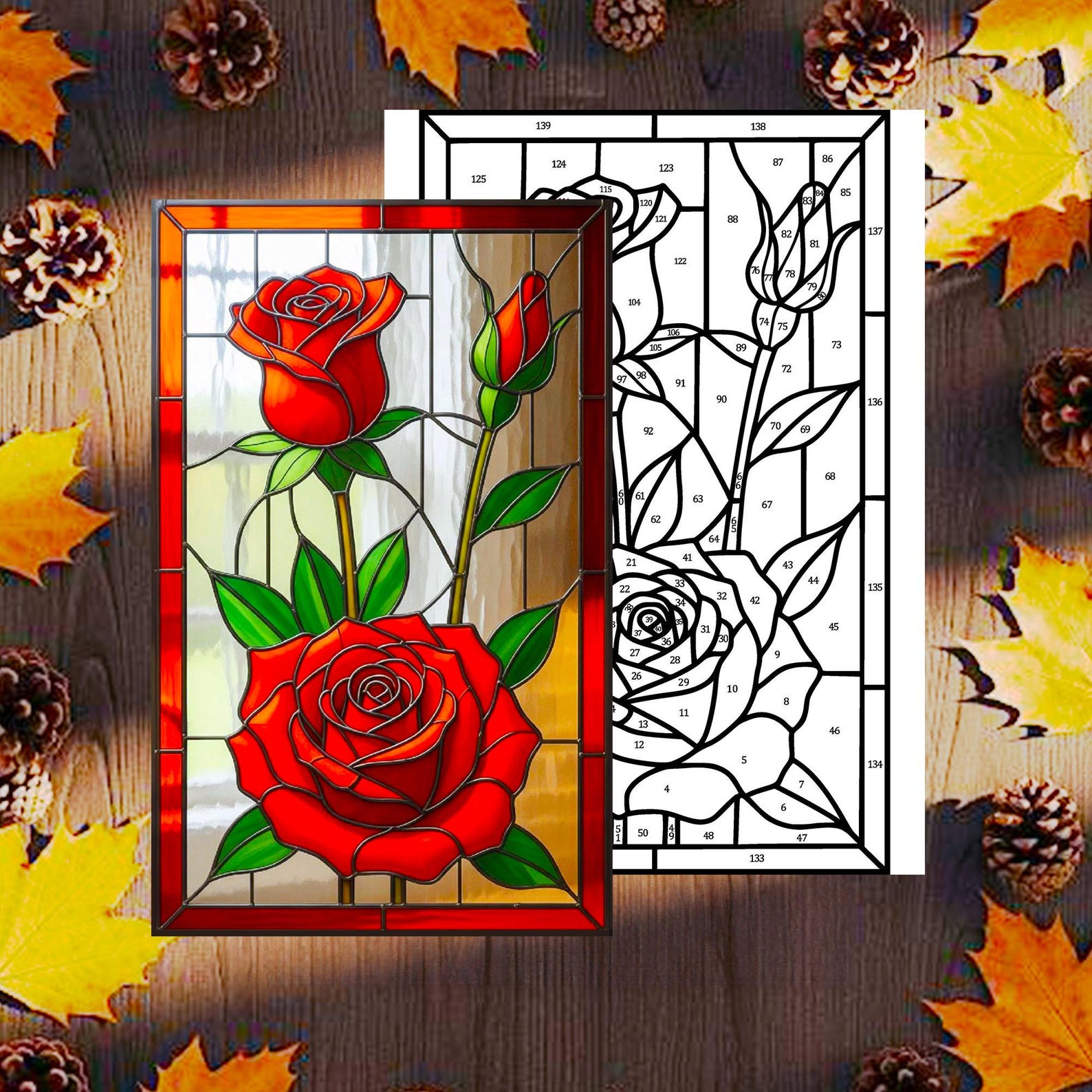 Rose Stained Glass Pattern: DIY Floral Window Art (PDF Pattern) - Etsy