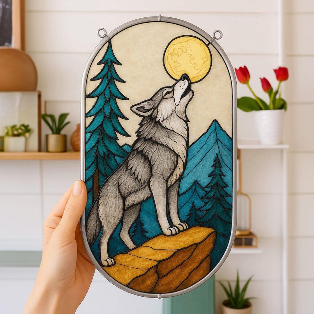 Wolf Stained Glass Pattern: DIY Home Decor (PDF & PNG Files) - Etsy