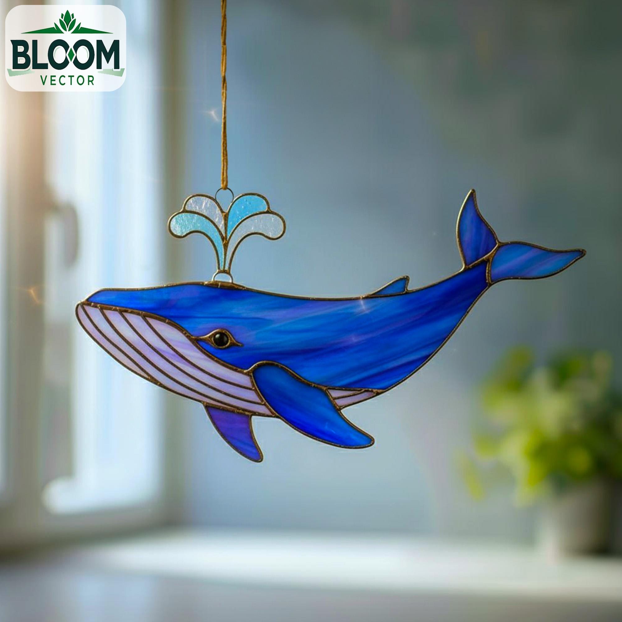 Blue Whale Stained Glass Pattern: DIY Home Decor (PDF Pattern ...