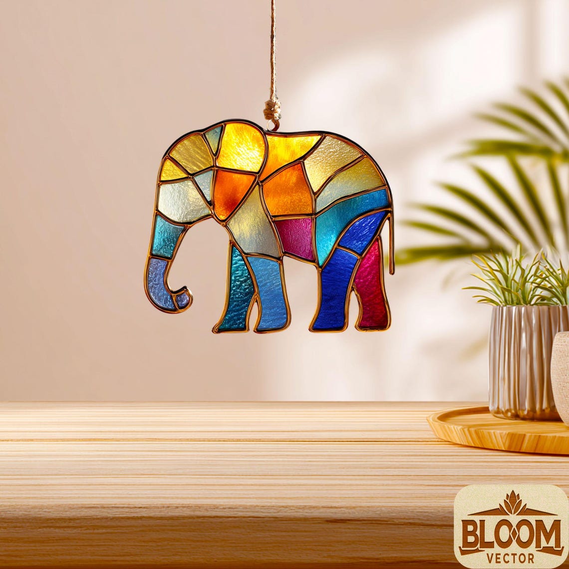 Elephant V2 Stained Glass Pattern: DIY Home Decor (PDF Download A4 Size ...