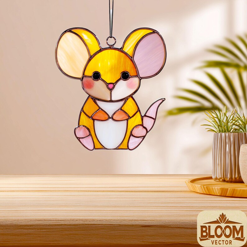 Mouse Stained Glass Pattern PDF | Mouse Suncatcher Template | DIY ...