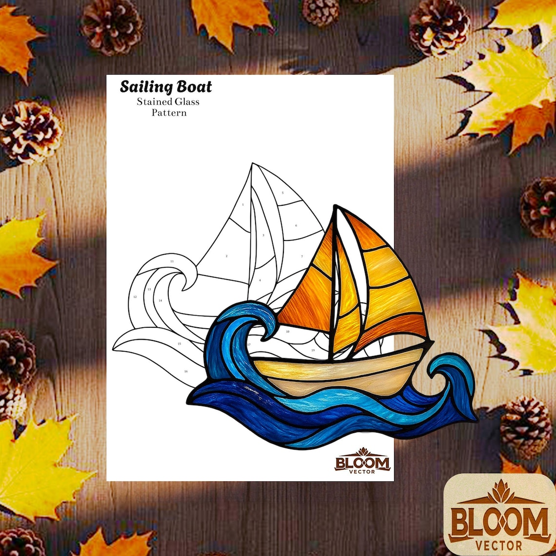 Sailing Ship Stained Glass Pattern: DIY Home Decor (PDF Pattern - Etsy