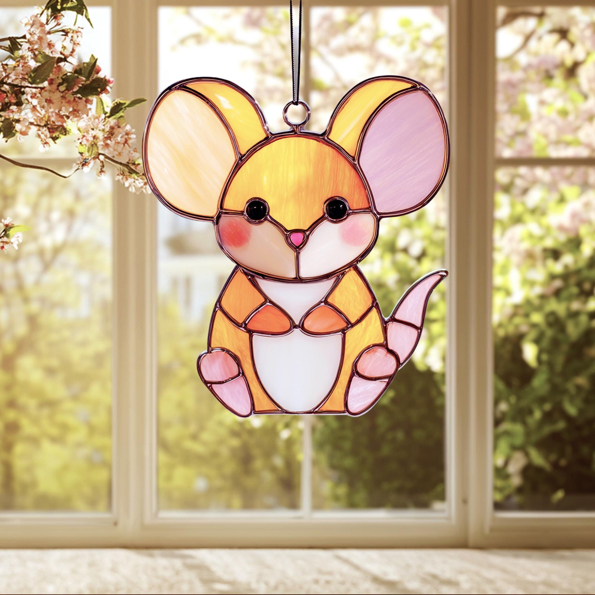 Mouse Stained Glass Pattern PDF | Mouse Suncatcher Template | DIY ...