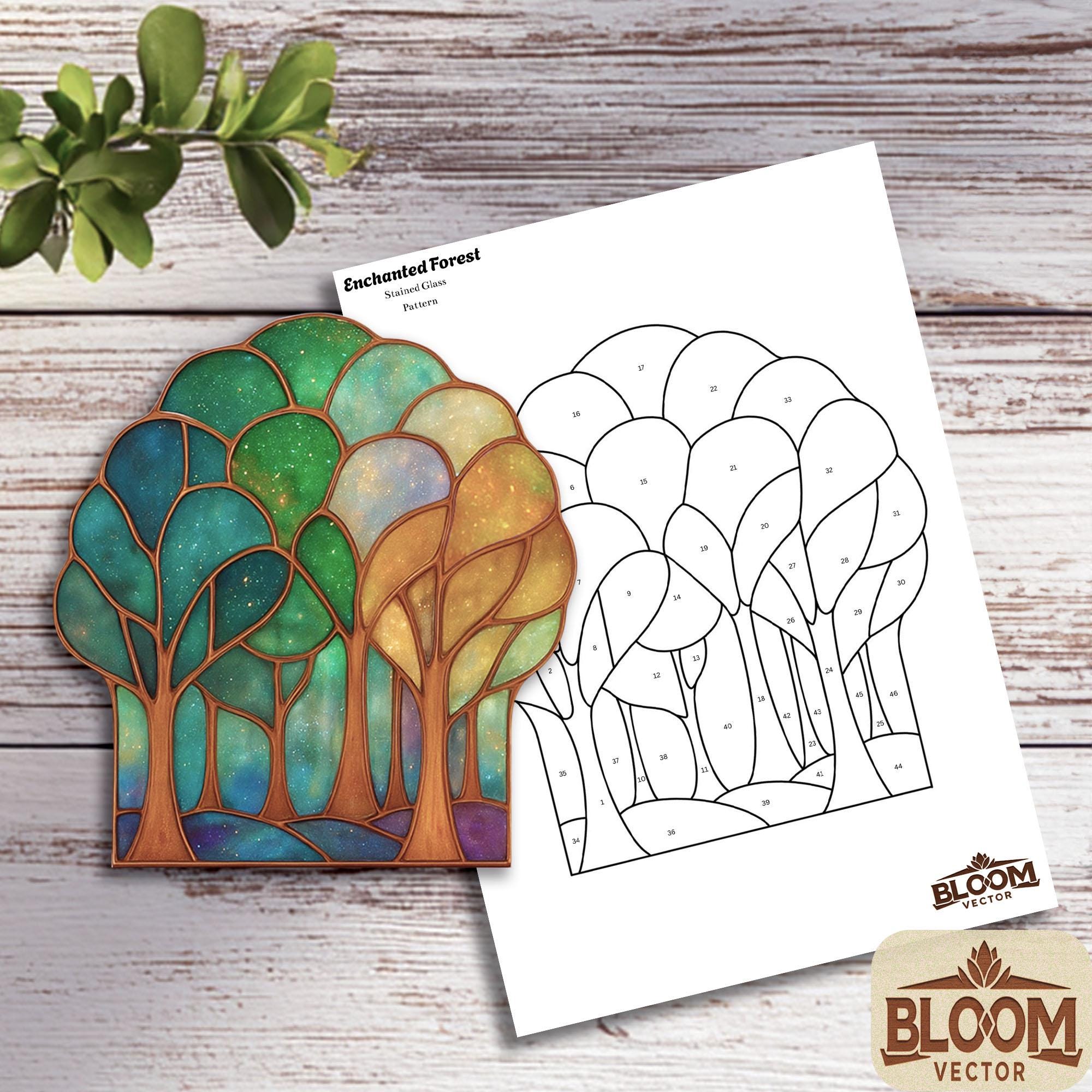 Enchanted Forest Stained Glass Pattern: DIY Home Decor (PDF Pattern ...