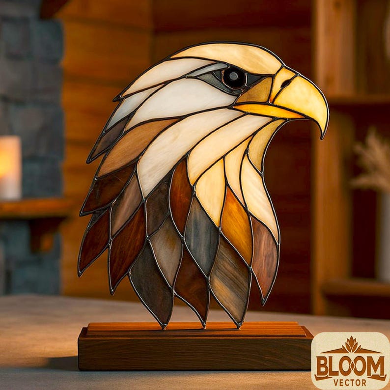 Eagle Stained Glass Pattern PDF – Easy Bird Suncatcher – Printable ...