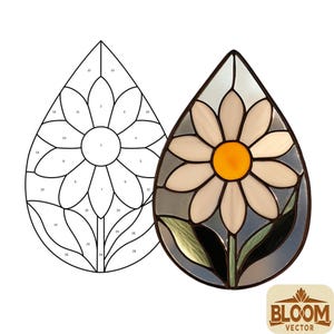 Daisy Flower Stained Glass Pattern, Daisy Flower Suncatcher, Flower ...