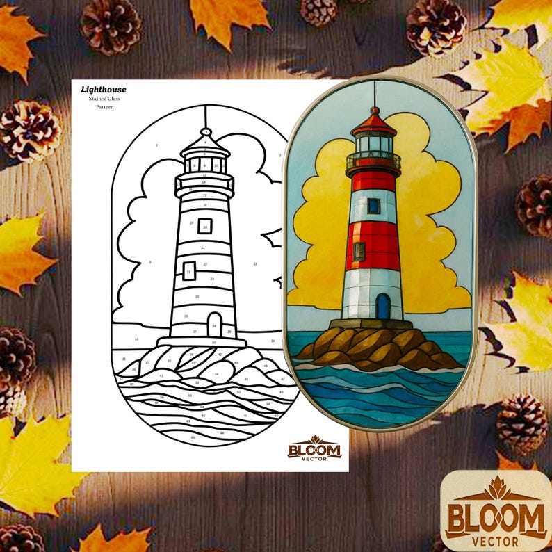 Lighthouse Stained Glass Pattern: DIY Home Decor (PDF Pattern ...