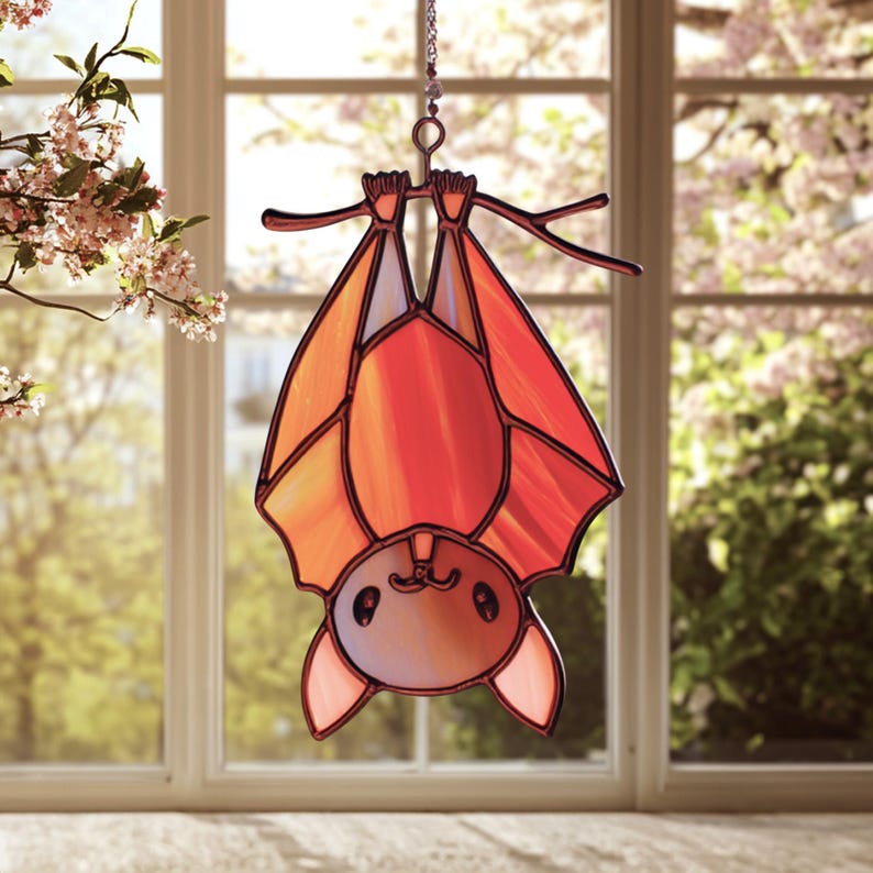 Hanging Bat Stained Glass Pattern: DIY Home Decor (PDF & PNG Files ...