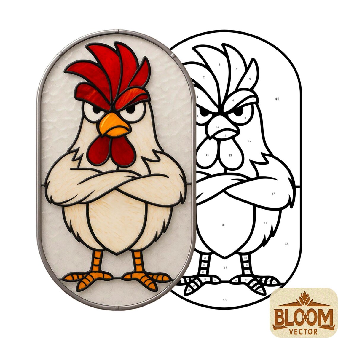 Rooster Stained Glass Pattern: DIY Chicken Home Decor (PDF Pattern) - Etsy