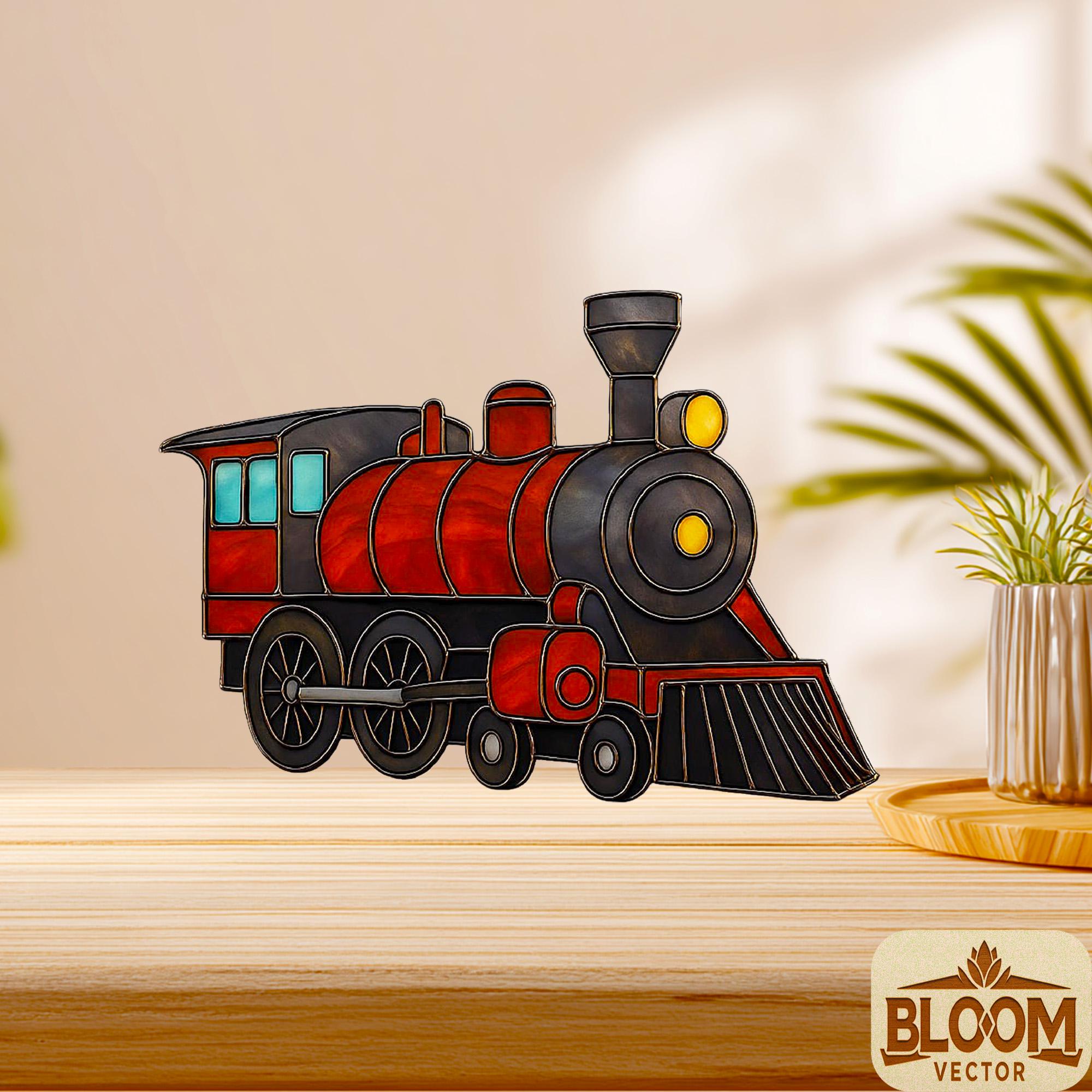 Train Stained Glass Pattern: DIY Vehicle Home Decor (PDF Pattern ...