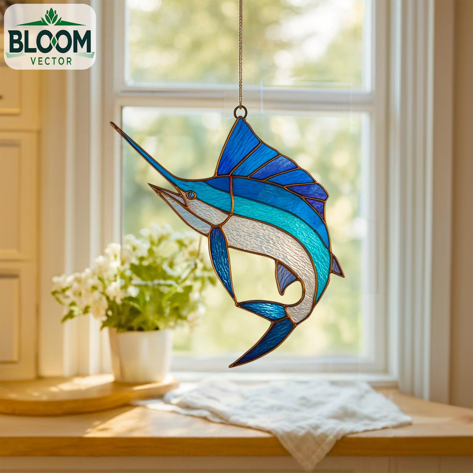 Marlin Stained Glass Pattern PDF | Marlin Suncatcher Template | DIY ...