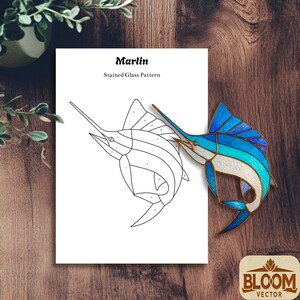 Marlin Stained Glass Pattern PDF | Marlin Suncatcher Template | DIY ...