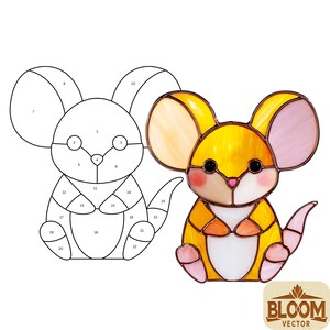 Mouse Stained Glass Pattern PDF | Mouse Suncatcher Template | DIY ...