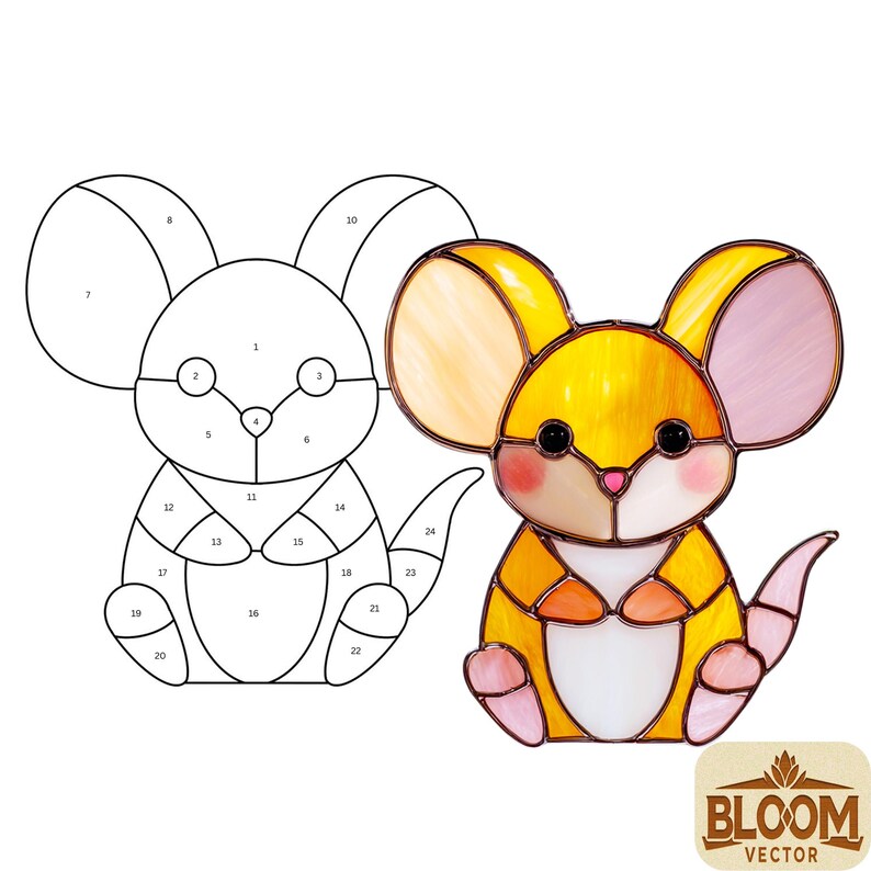 Mouse Stained Glass Pattern PDF | Mouse Suncatcher Template | DIY ...