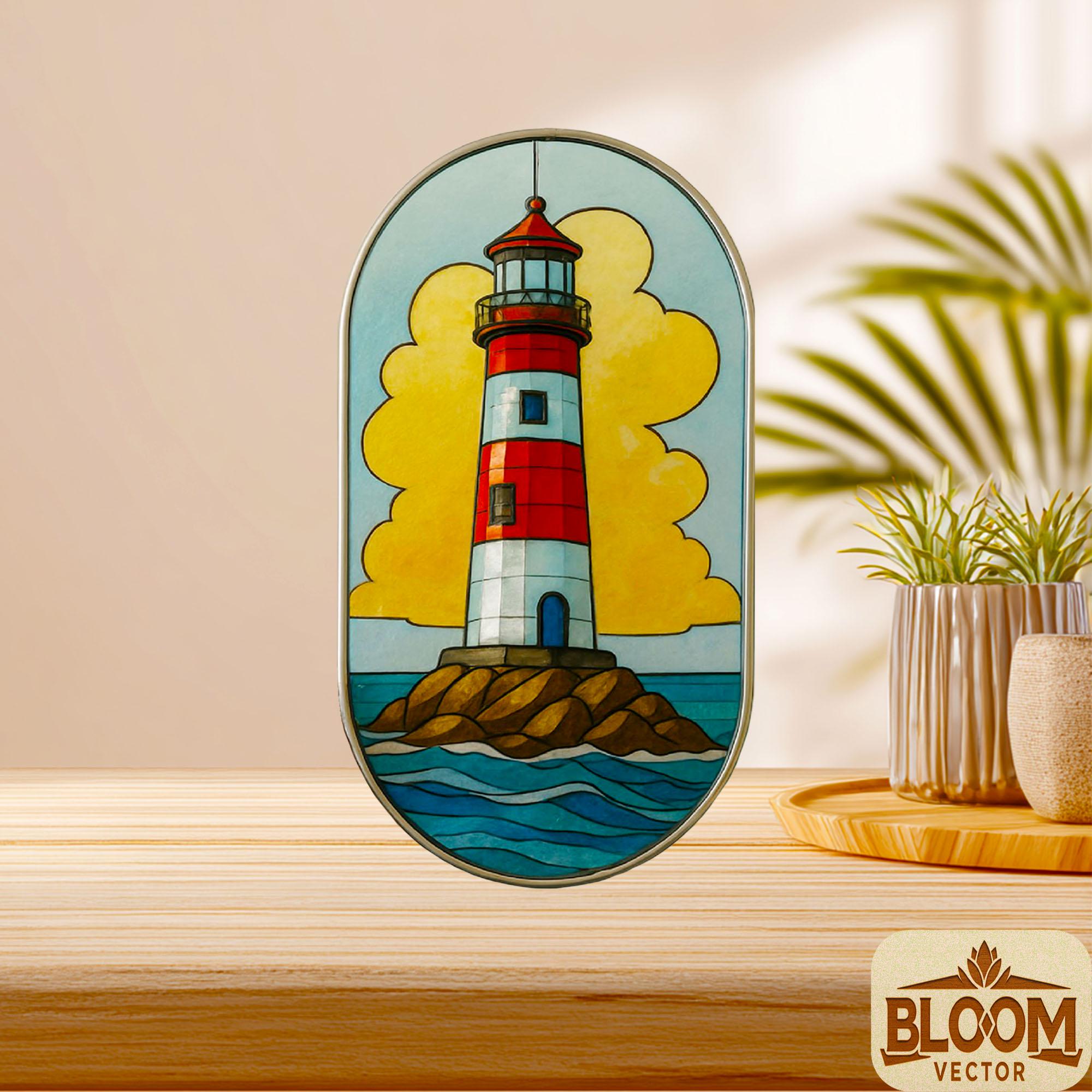 Lighthouse Stained Glass Pattern: DIY Home Decor (PDF Pattern ...