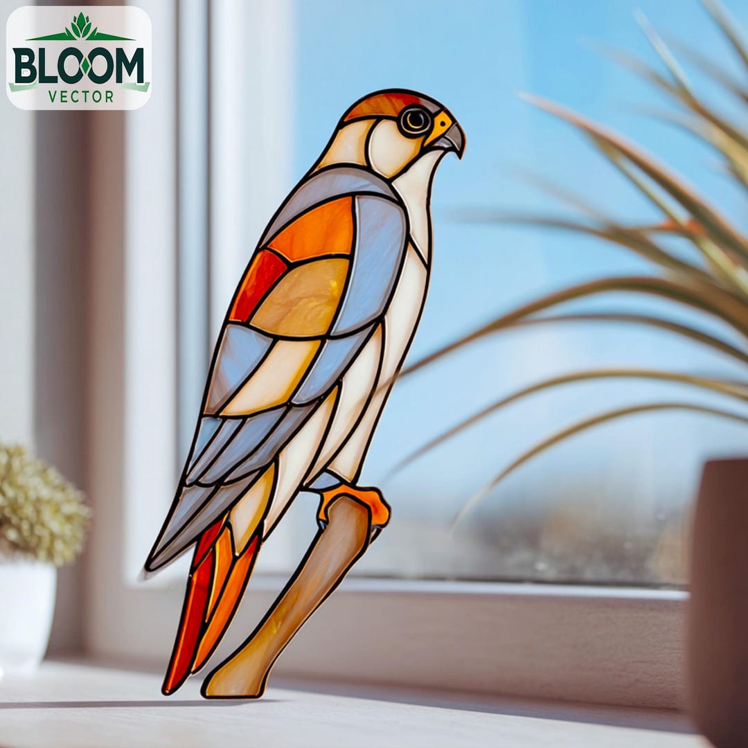 Falcon Stained Glass Pattern PDF | Falcon Suncatcher Template | DIY ...