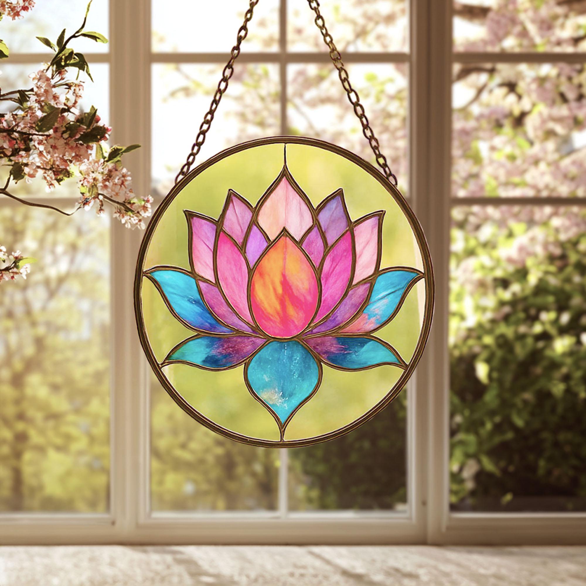 Lotus Stained Glass Pattern: DIY Home Decor (PDF Pattern), Suncatcher ...