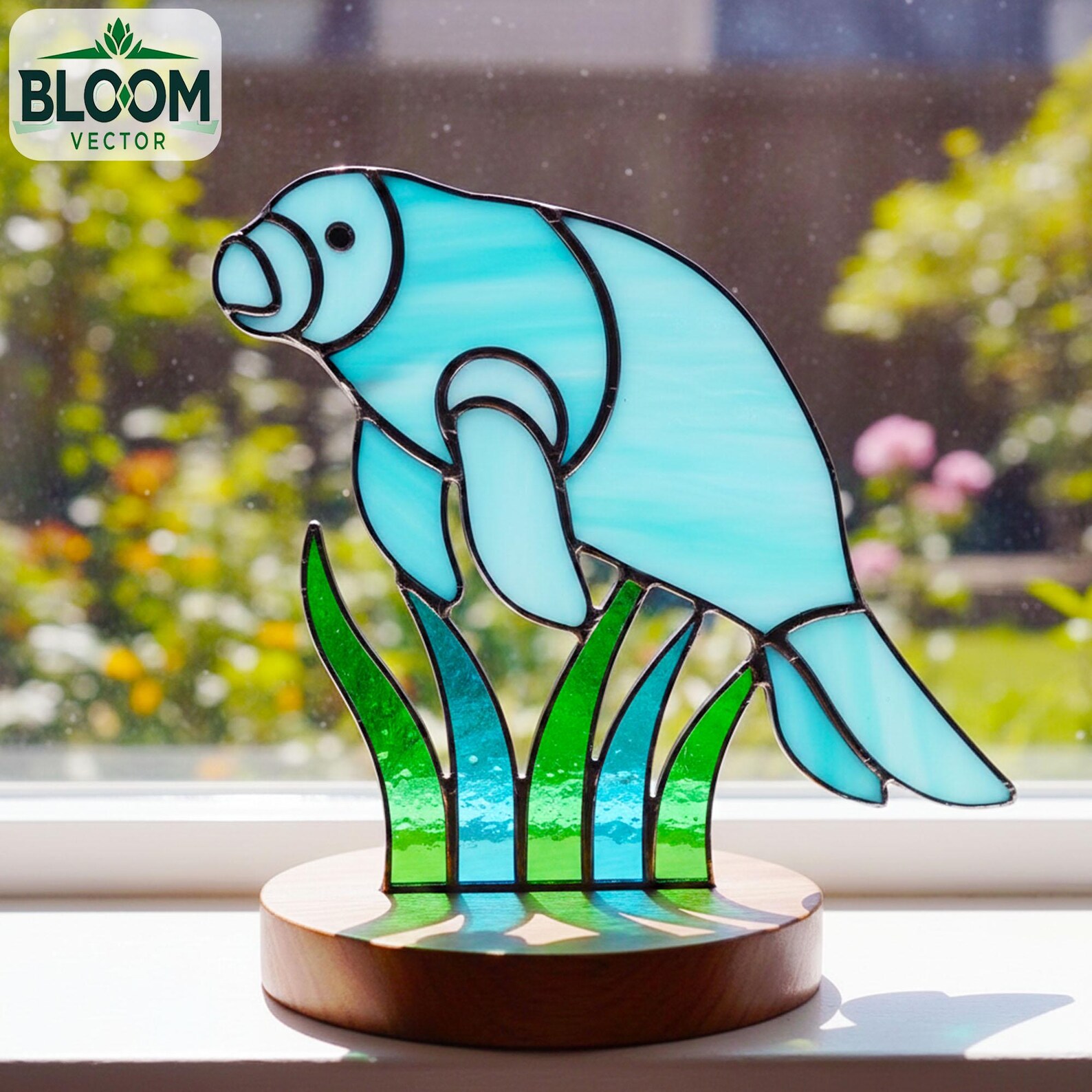 Manatee Stained Glass Pattern PDF | Manatee Suncatcher Template | DIY ...