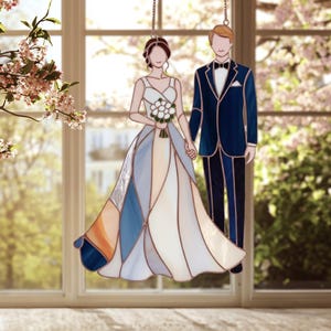 Wedding Stained Glass Pattern: DIY Home Decor (PDF/PNG), Suncatcher ...