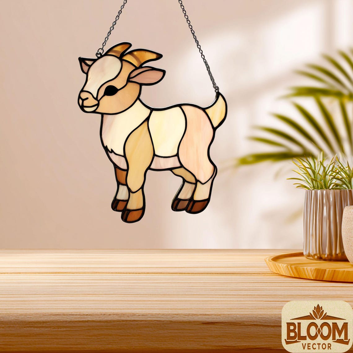 Goat Stained Glass Pattern PDF | Goat Suncatcher Template | DIY Stained ...