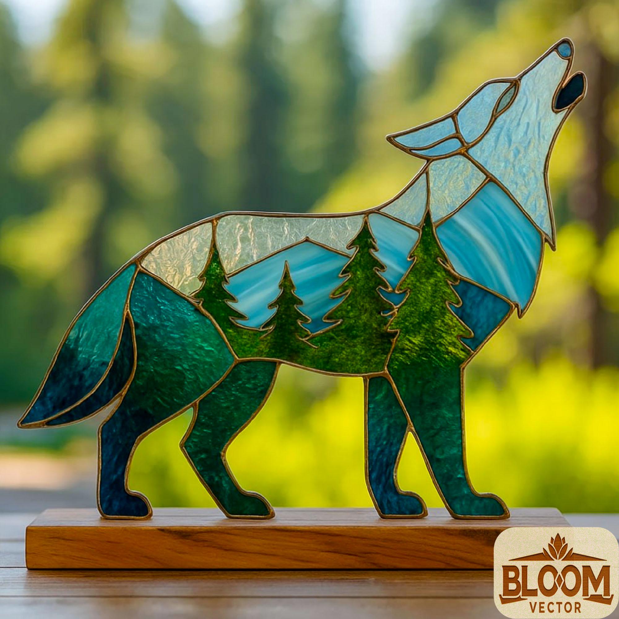 Wolf Stained Glass Pattern: DIY Home Decor (PDF Pattern), Wall Art ...