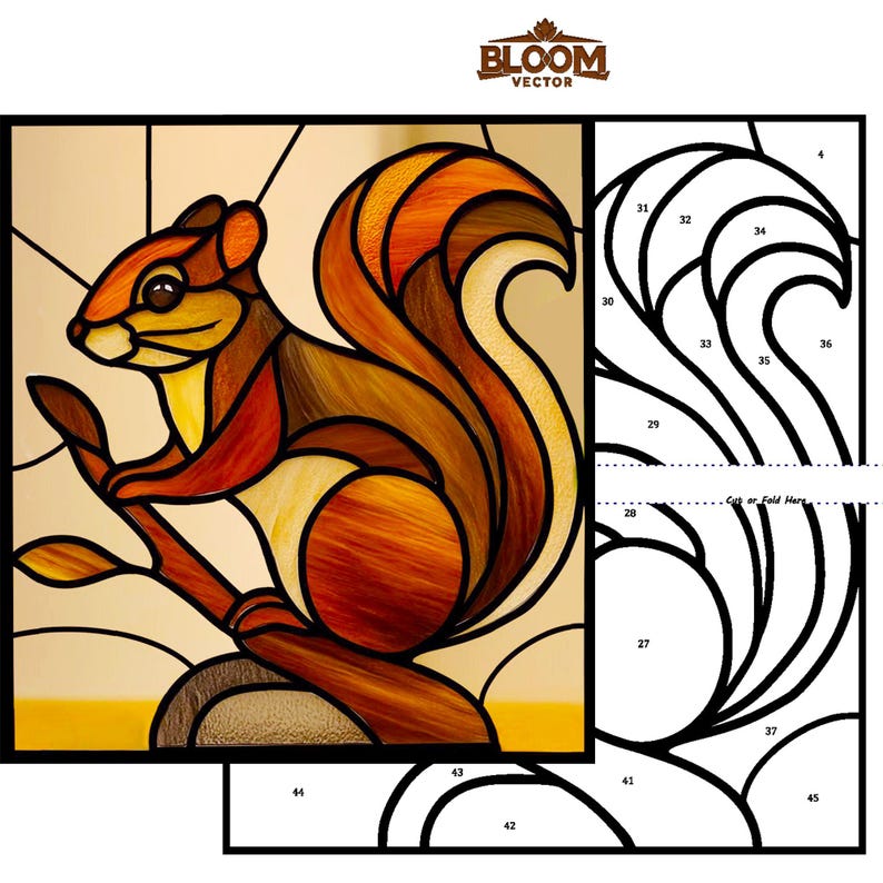 Squirrel Stained Glass Pattern: DIY Home Decor (PDF Pattern, PNG Files ...