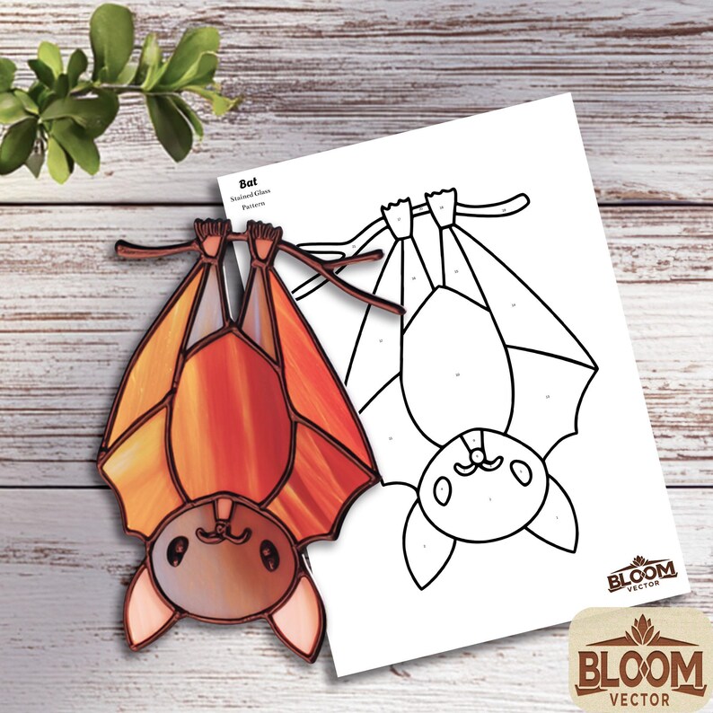 Hanging Bat Stained Glass Pattern: DIY Home Decor (PDF & PNG Files ...