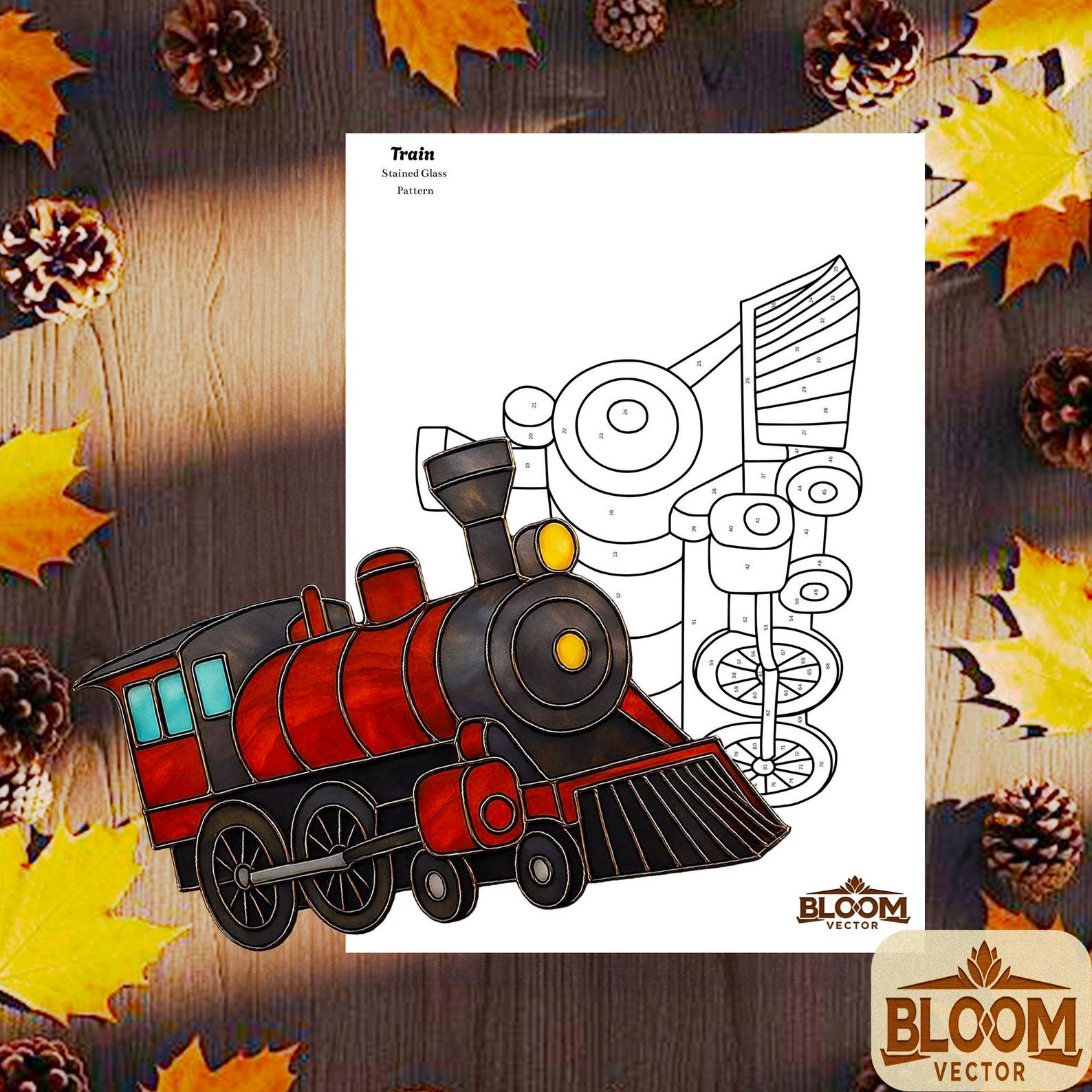 Train Stained Glass Pattern: DIY Vehicle Home Decor (PDF Pattern ...