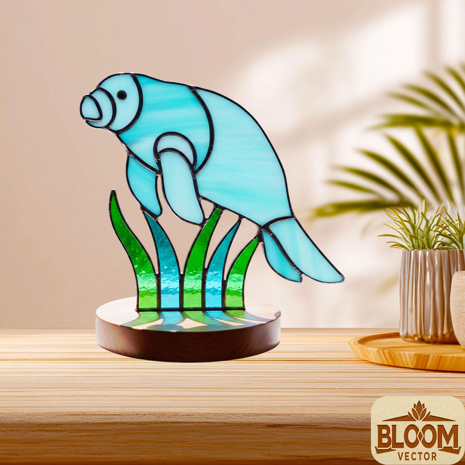 Manatee Stained Glass Pattern PDF | Manatee Suncatcher Template | DIY ...