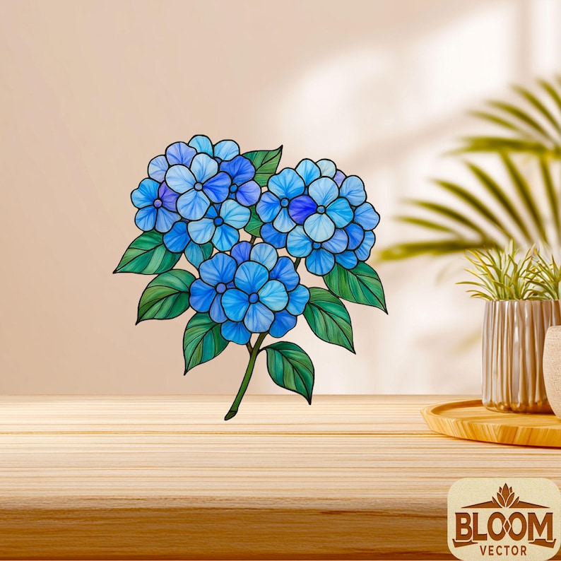 Hydrangea Stained Glass Pattern: DIY Suncatcher, Home Decor (PDF ...