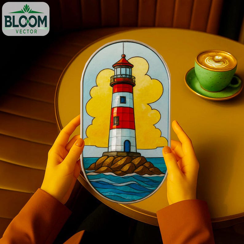 Lighthouse Stained Glass Pattern: DIY Home Decor (PDF Pattern ...