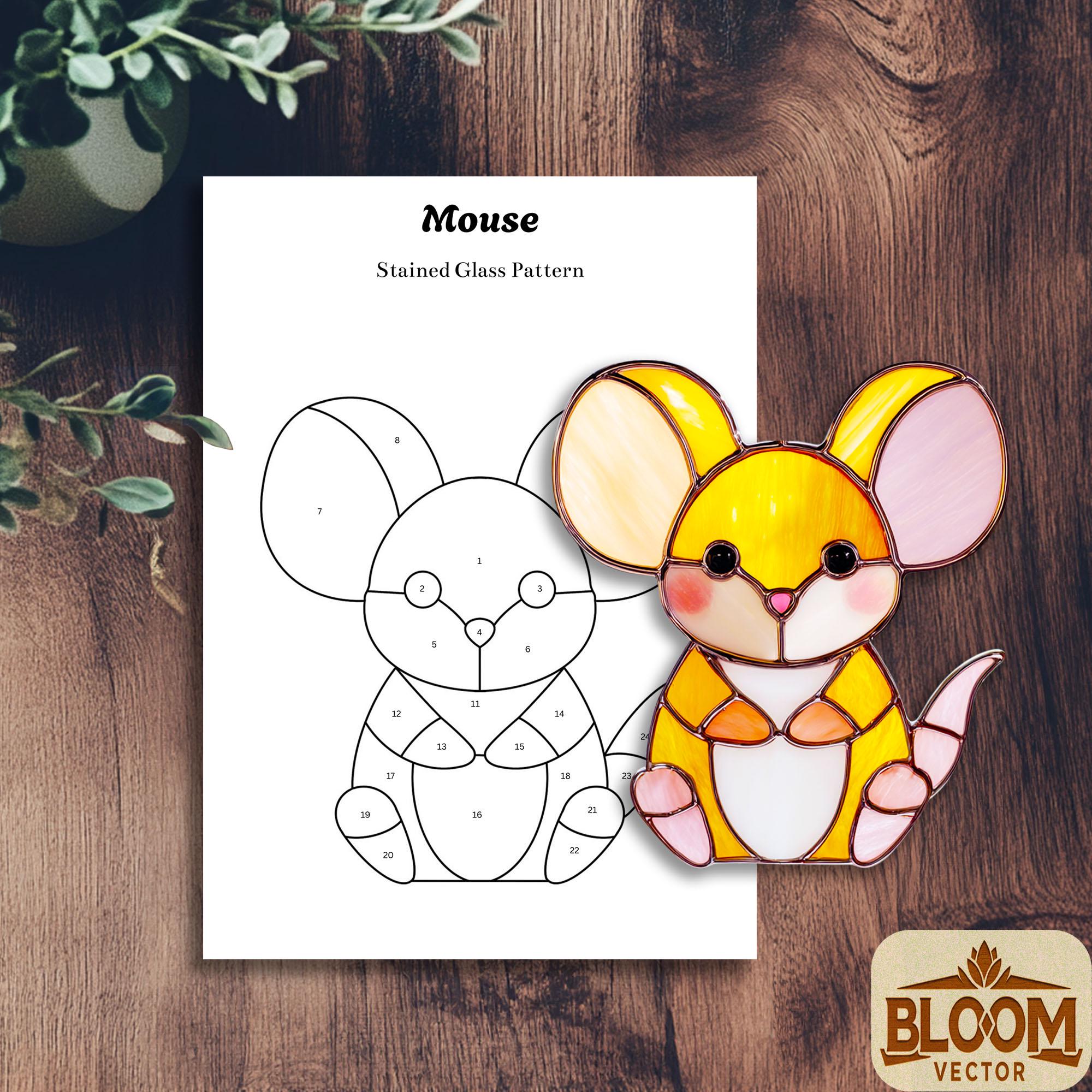 Mouse Stained Glass Pattern PDF | Mouse Suncatcher Template | DIY ...