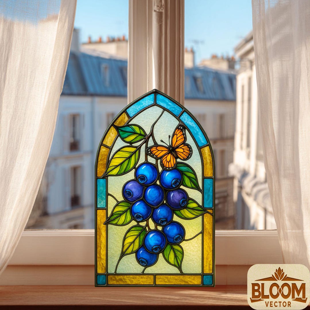 Blueberry Stained Glass Pattern: DIY Home Decor (PDF Pattern ...