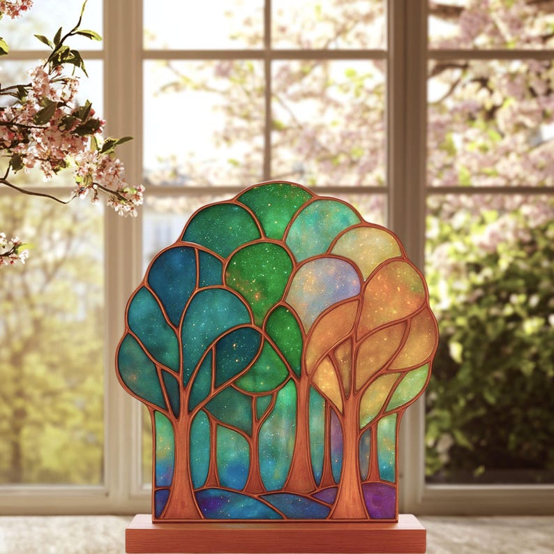 Enchanted Forest Stained Glass Pattern: DIY Home Decor (PDF Pattern ...