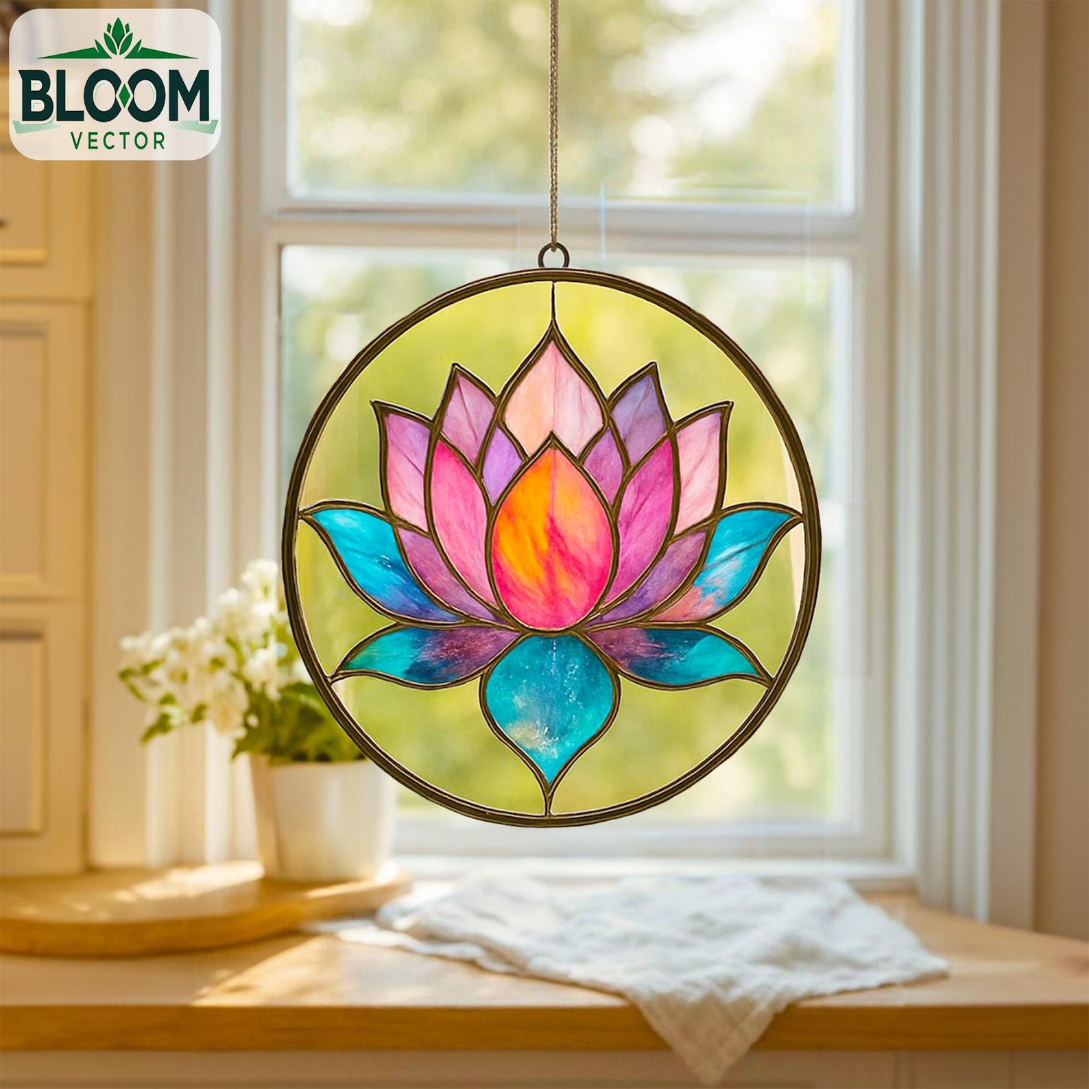 Lotus Stained Glass Pattern: DIY Home Decor (PDF Pattern), Suncatcher ...