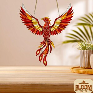 Phoenix Stained Glass Pattern: DIY Home Decor (PDF & PNG Files) - Etsy
