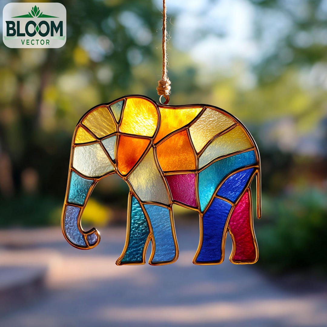 Elephant V2 Stained Glass Pattern: DIY Home Decor (PDF Download A4 Size ...