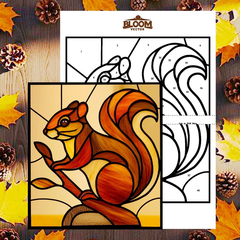 Squirrel Stained Glass Pattern: DIY Home Decor (PDF Pattern, PNG Files ...