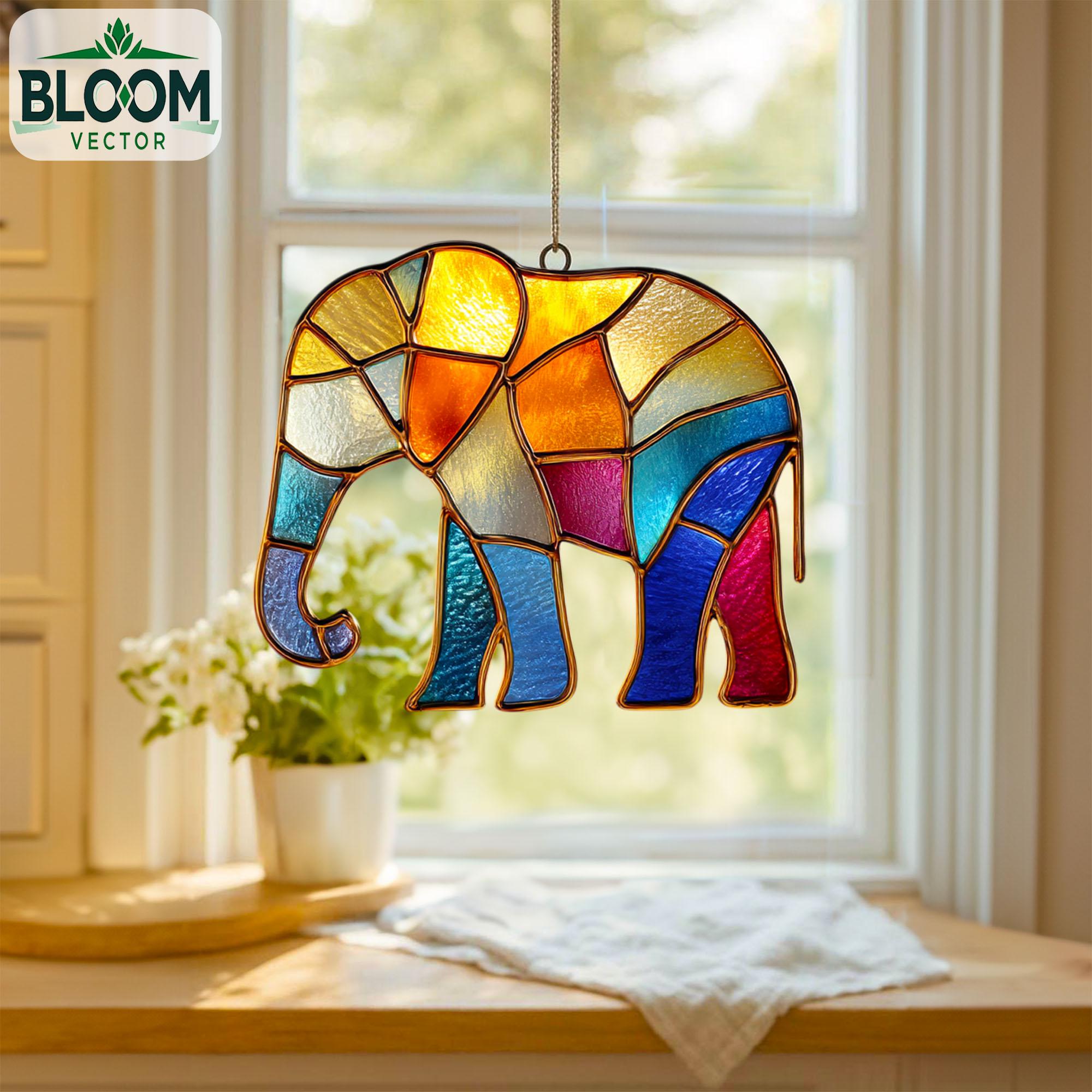 Elephant V2 Stained Glass Pattern: DIY Home Decor (PDF Download A4 Size ...