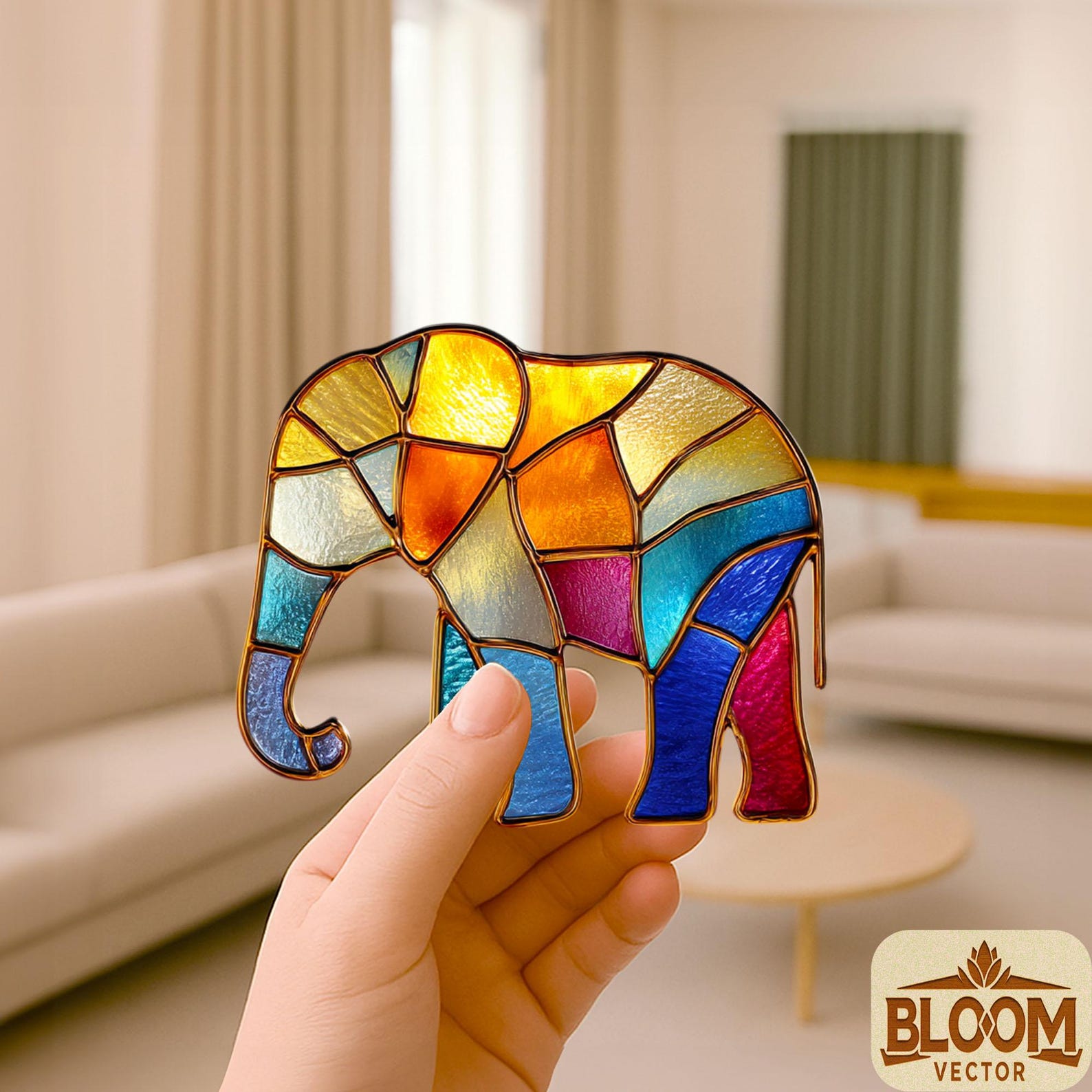 Elephant V2 Stained Glass Pattern: DIY Home Decor (PDF Download A4 Size ...
