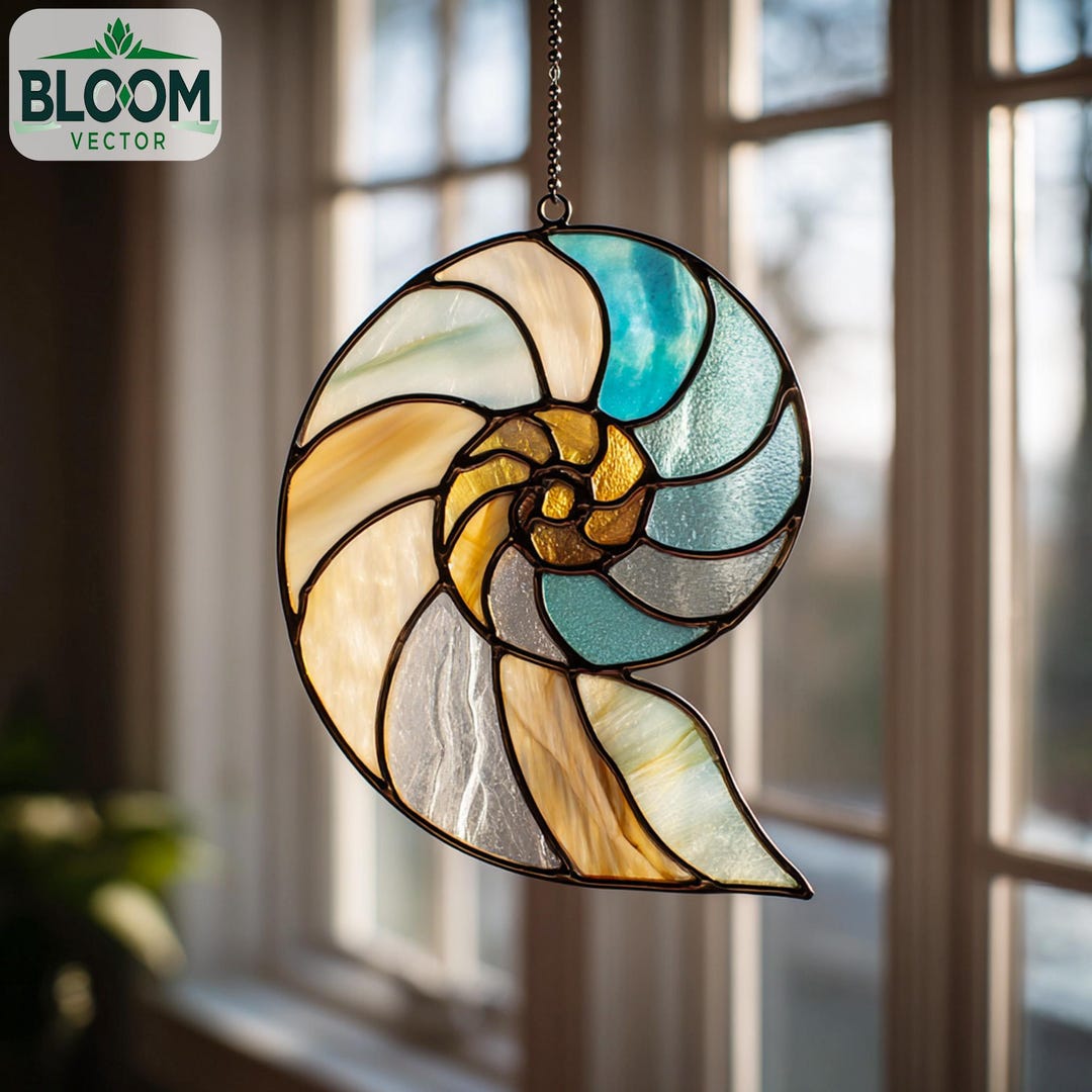 Nautilus Stained Glass Pattern PDF | Nautilus Suncatcher Template | DIY ...