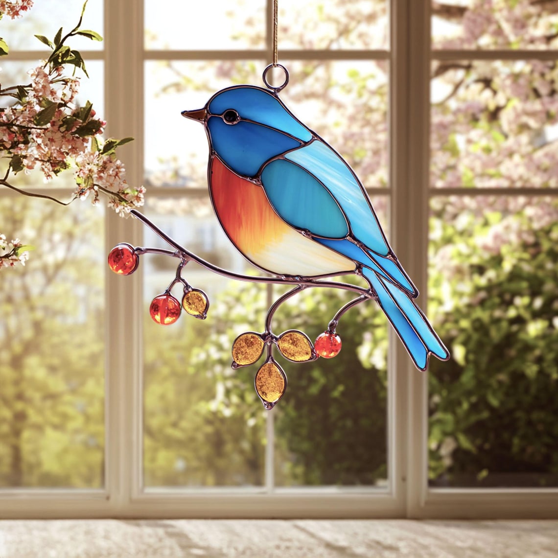 Bluebird Stained Glass Pattern: DIY Home Decor (PDF Download A4 Size ...