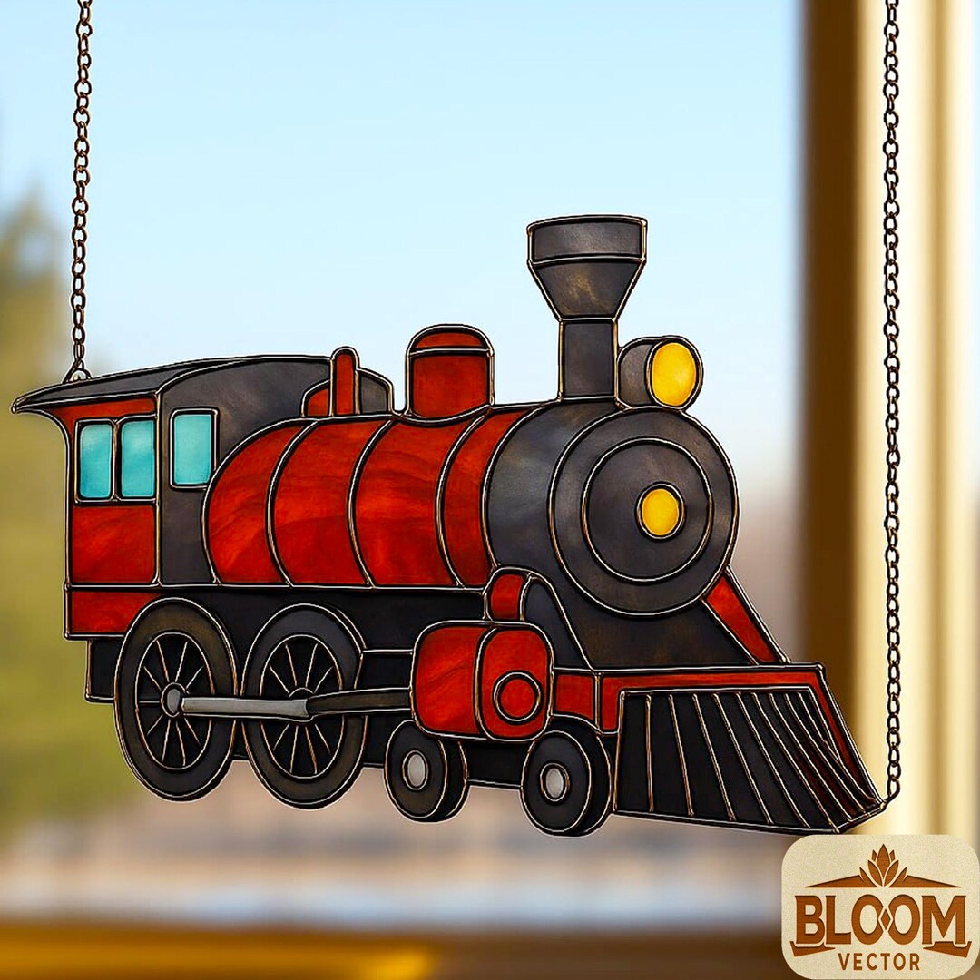 Train Stained Glass Pattern: DIY Vehicle Home Decor (PDF Pattern ...