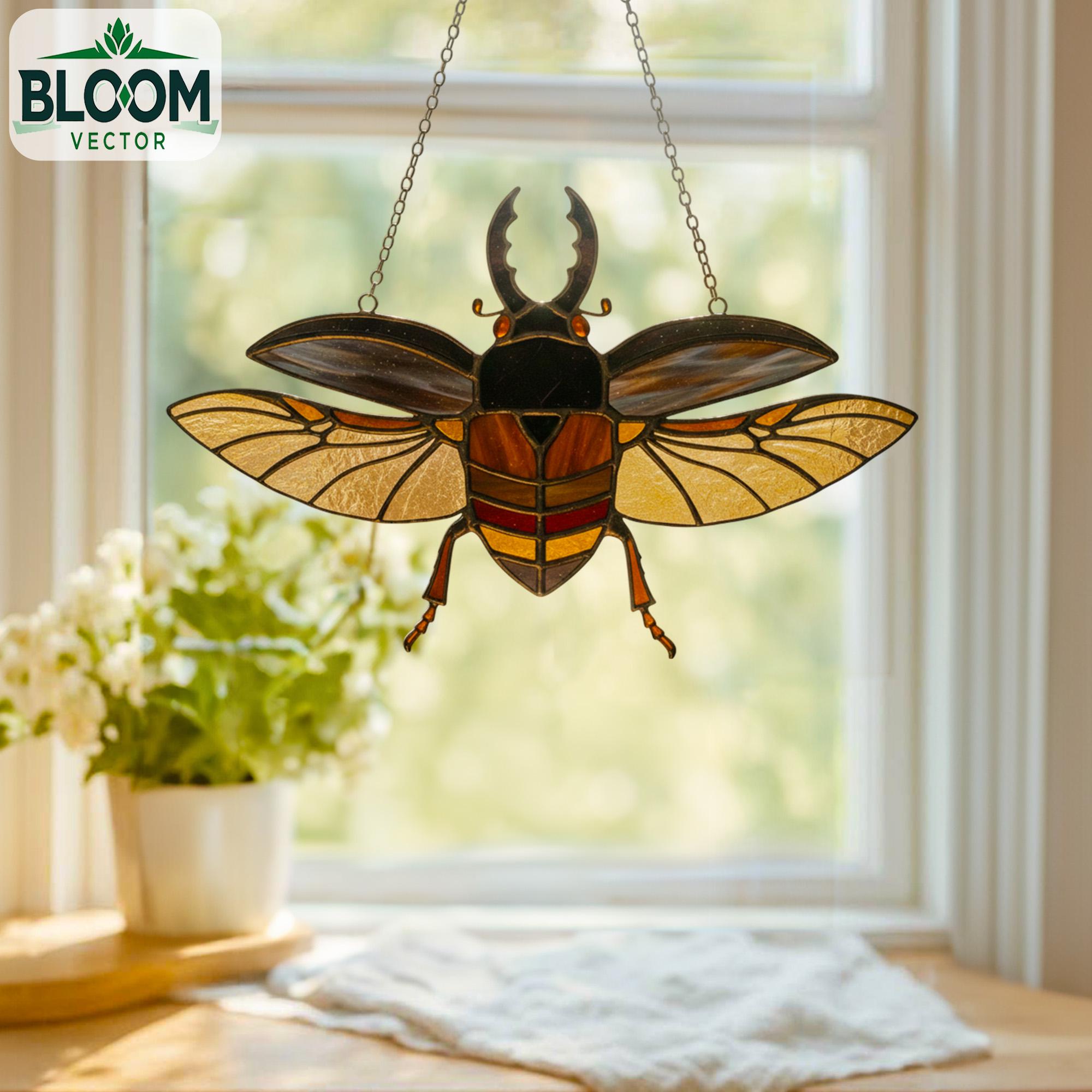 Beetle Stained Glass Pattern PDF | Beetle Suncatcher Template | DIY ...