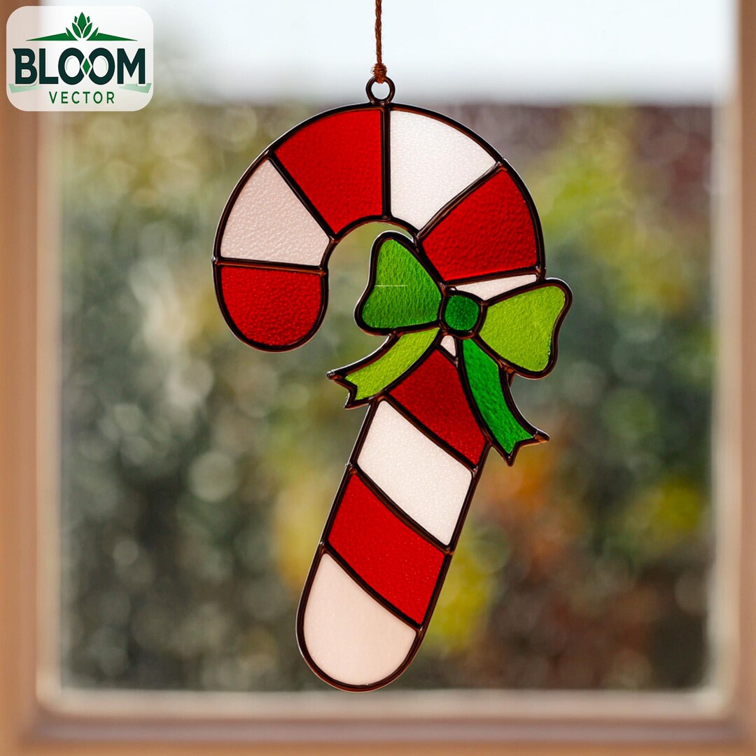 Candy Cane Stained Glass Pattern: DIY Home Decor (PDF & PNG Files ...
